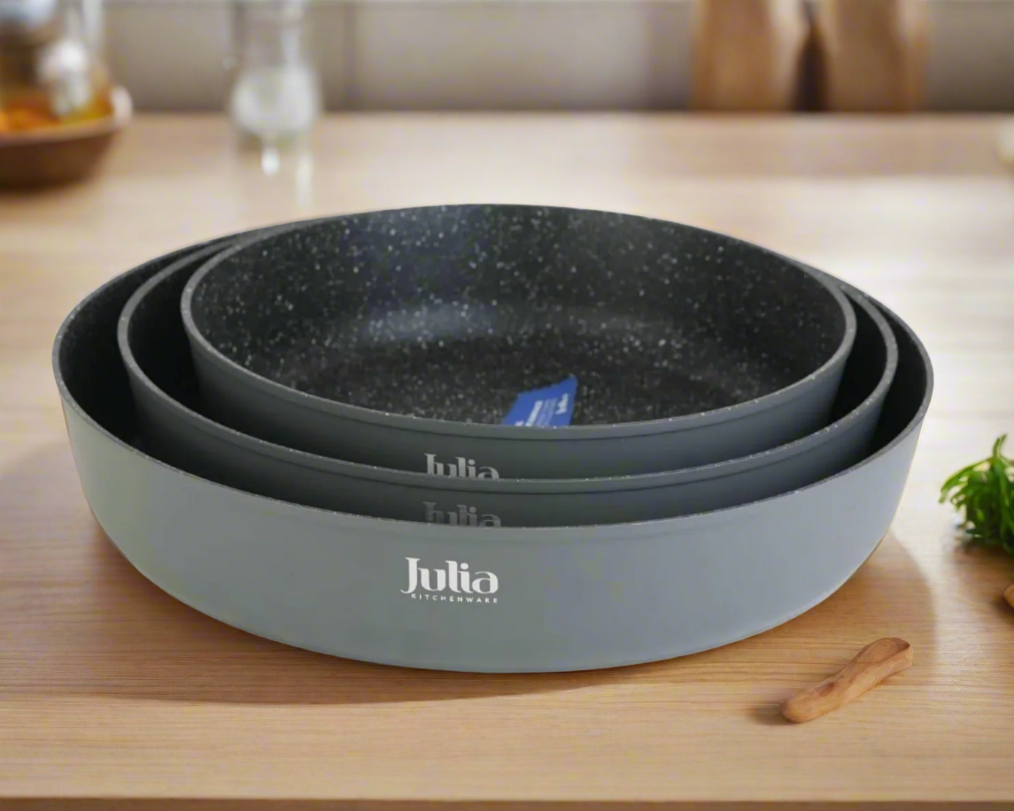 ELITE-EDGE ROUND FORGED PAN SET 3 PIECES-GRAY – Julia UAE