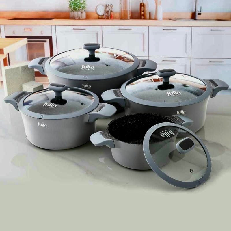 ELITE-EDGE COOKWARE SET 8 PIECES-GRAY – Julia UAE